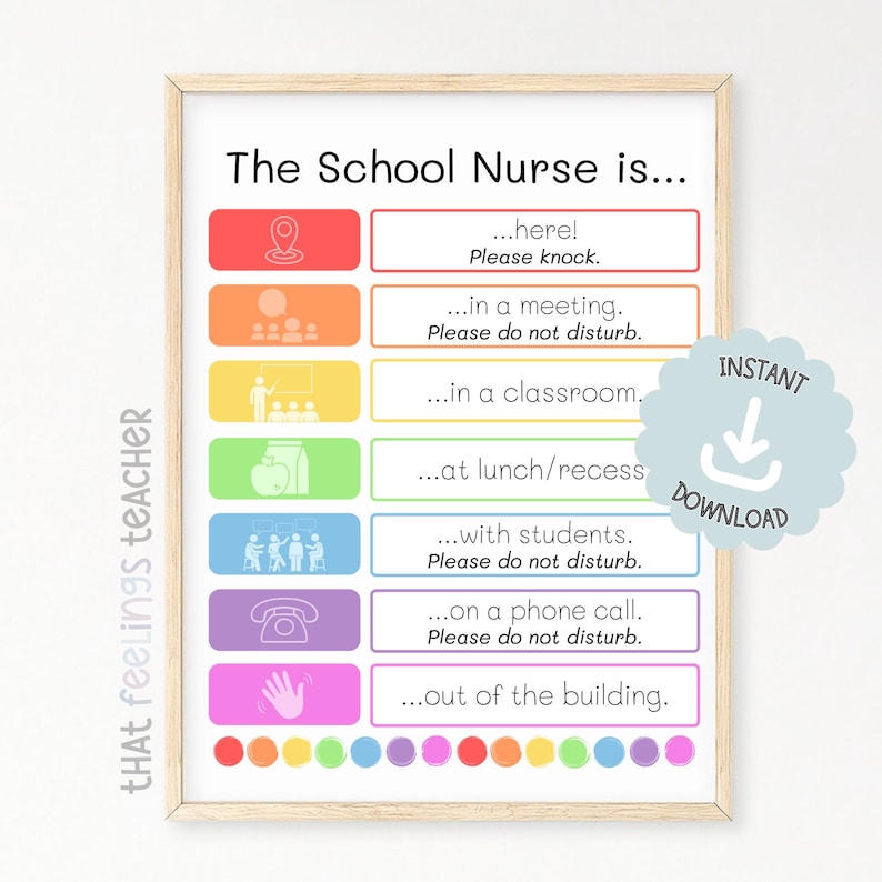The School Nurse is Door Sign, Where is the School Nurse, Nurses Office ...