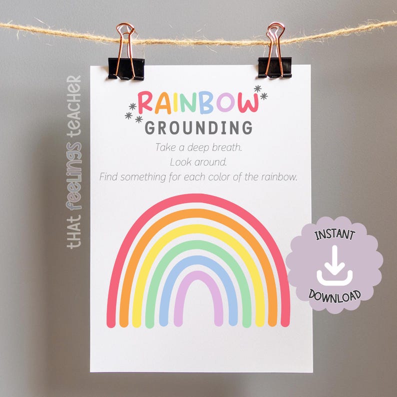 Rainbow Grounding Strategy, Mindfulness, Calm, Grounding Technique ...