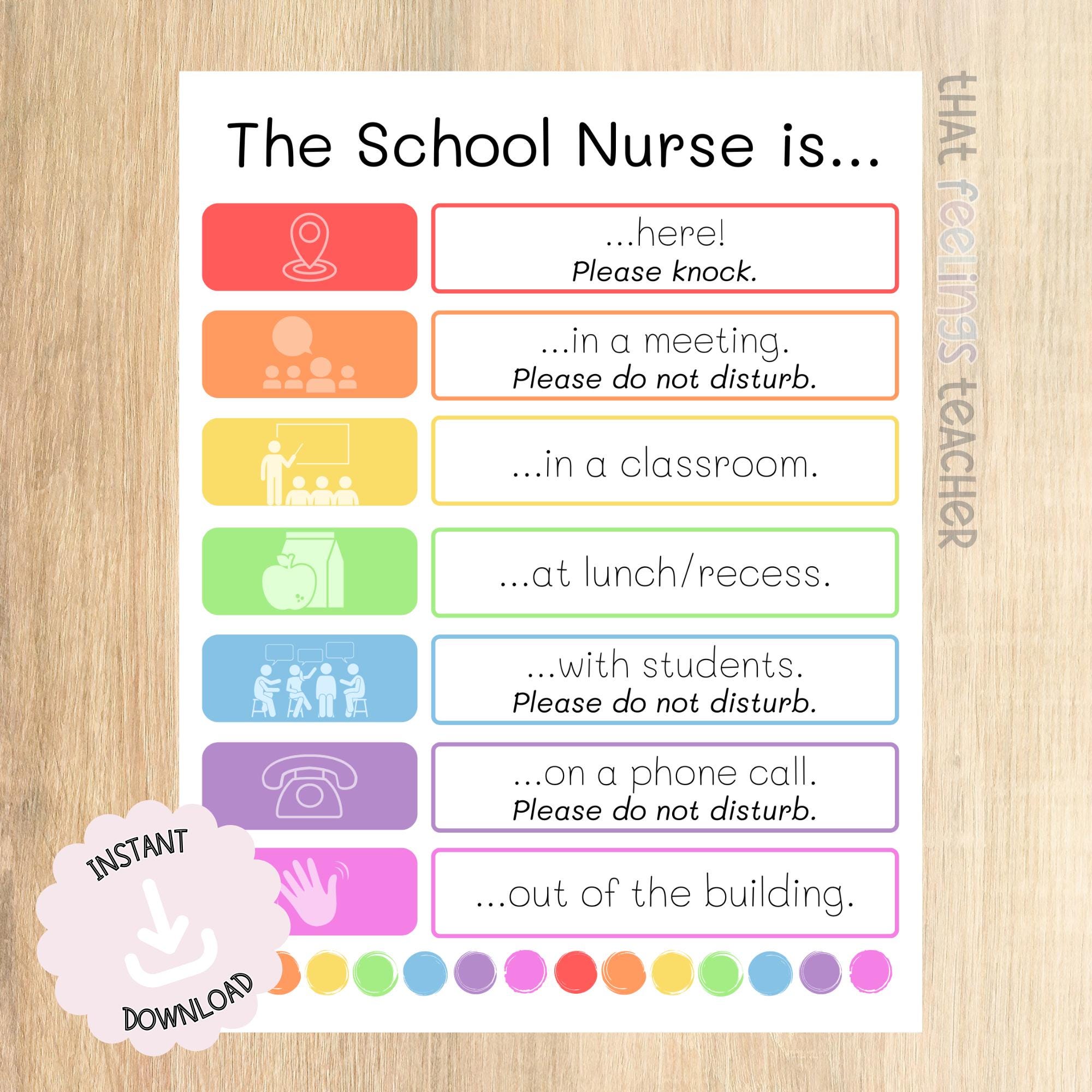 The School Nurse is Door Sign, Where is the School Nurse, Nurses Office ...