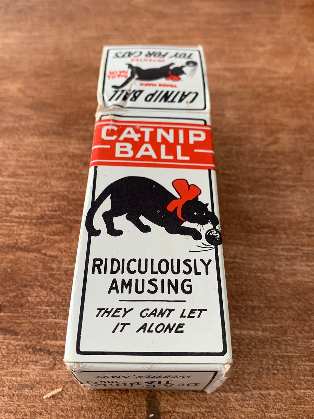 Vintage Cardboard Box With Adorable Cat Illustration: Catnip Ball "as ...