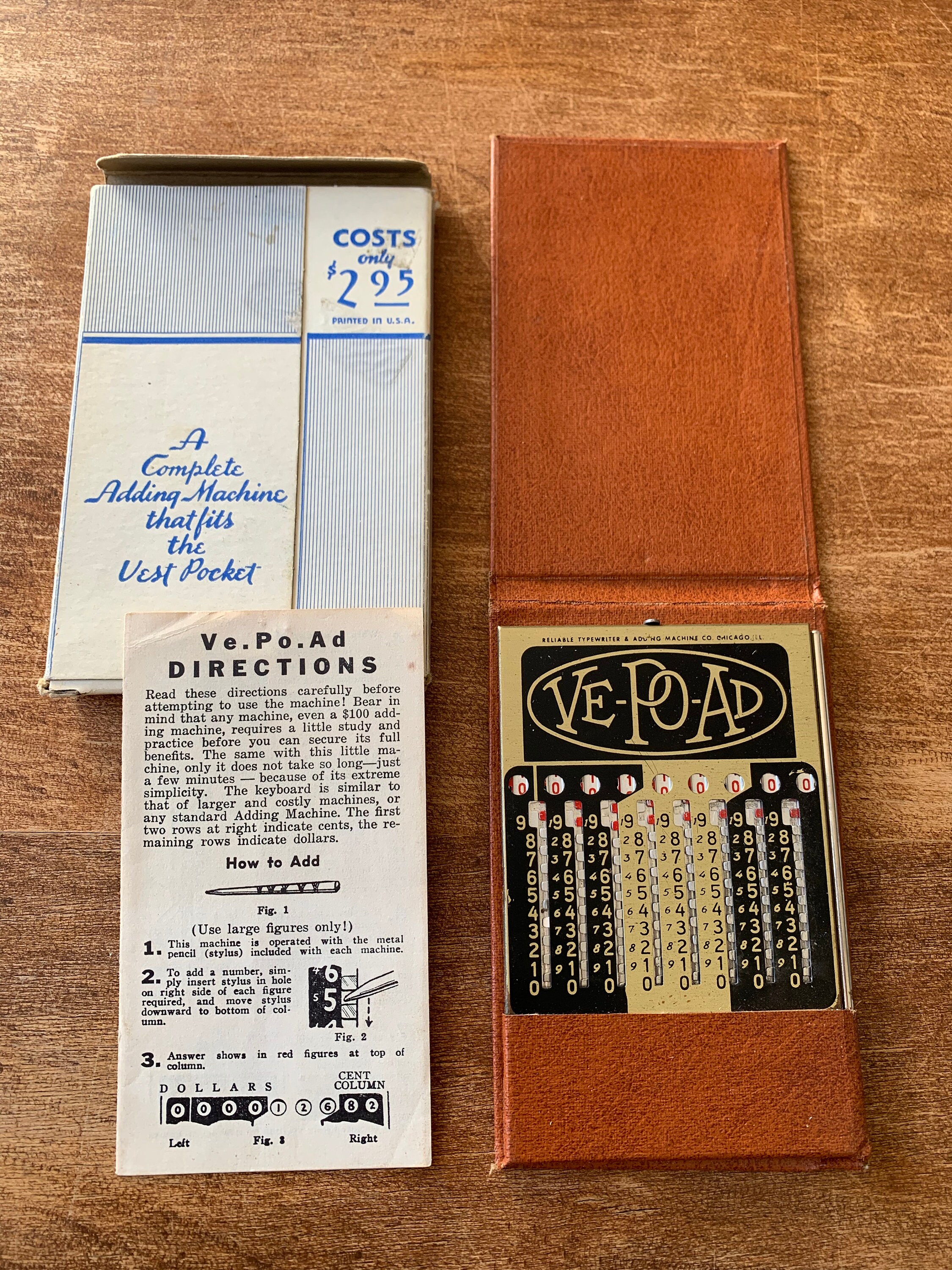 Vintage 1940s Ve-po-ad Pocket Adding Machine Calculator With ...