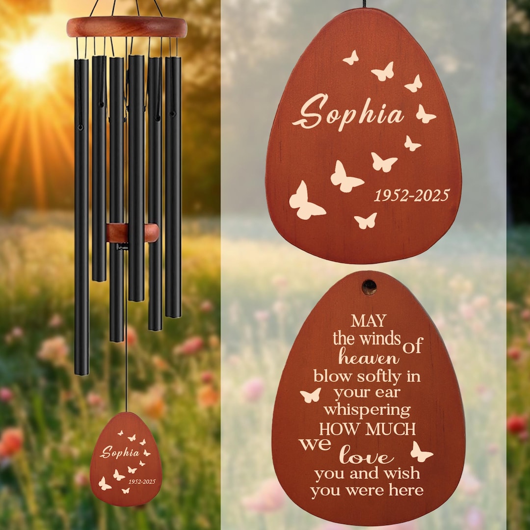 Personalized Memorial Wind Chimes, Remembrance Gift, Bereavement Gift ...