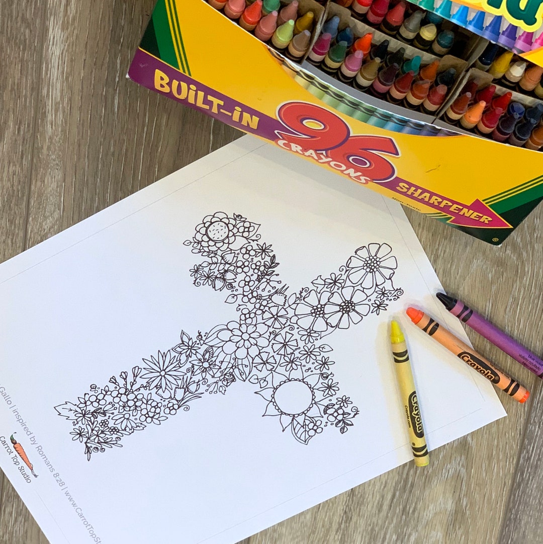 Digital Download Coloring Page - FLOWERING CROSS - Easter - Etsy