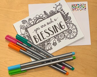 Printable Coloring Notecards With Envelopes Instant Download - Etsy Israel