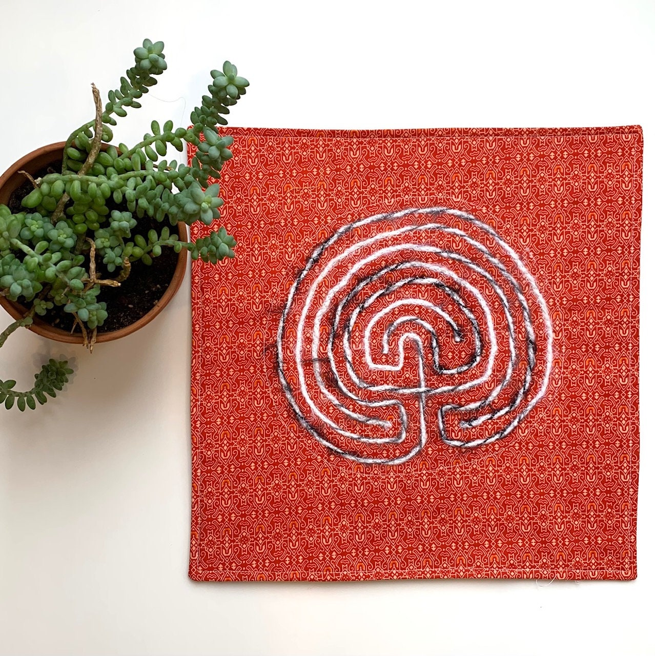 Finger LABYRINTH - Quilted - Lap Labyrinth - Persimmon Color SALE - Etsy