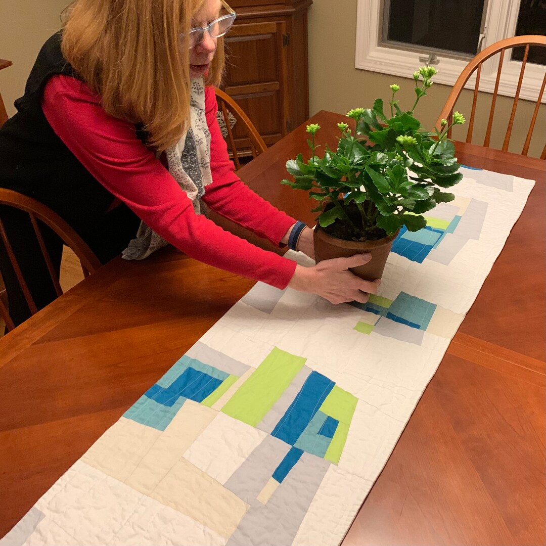 Table Runner - White, Blue, Green, Neutral, Fresh! SPRING Ready! Modern ...
