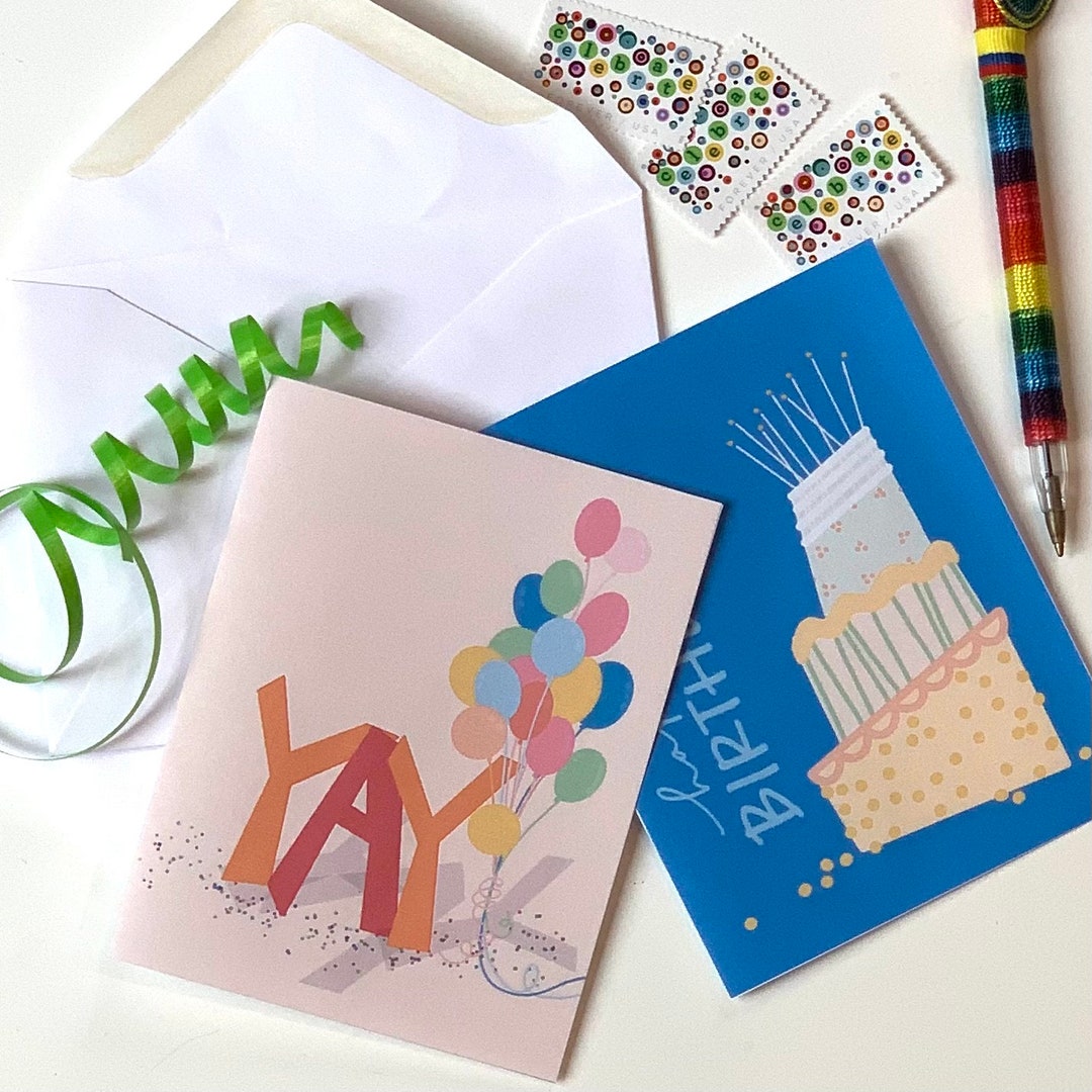 Birthday Card NOTE CARDS 2 Designs Stationery SALE - Etsy