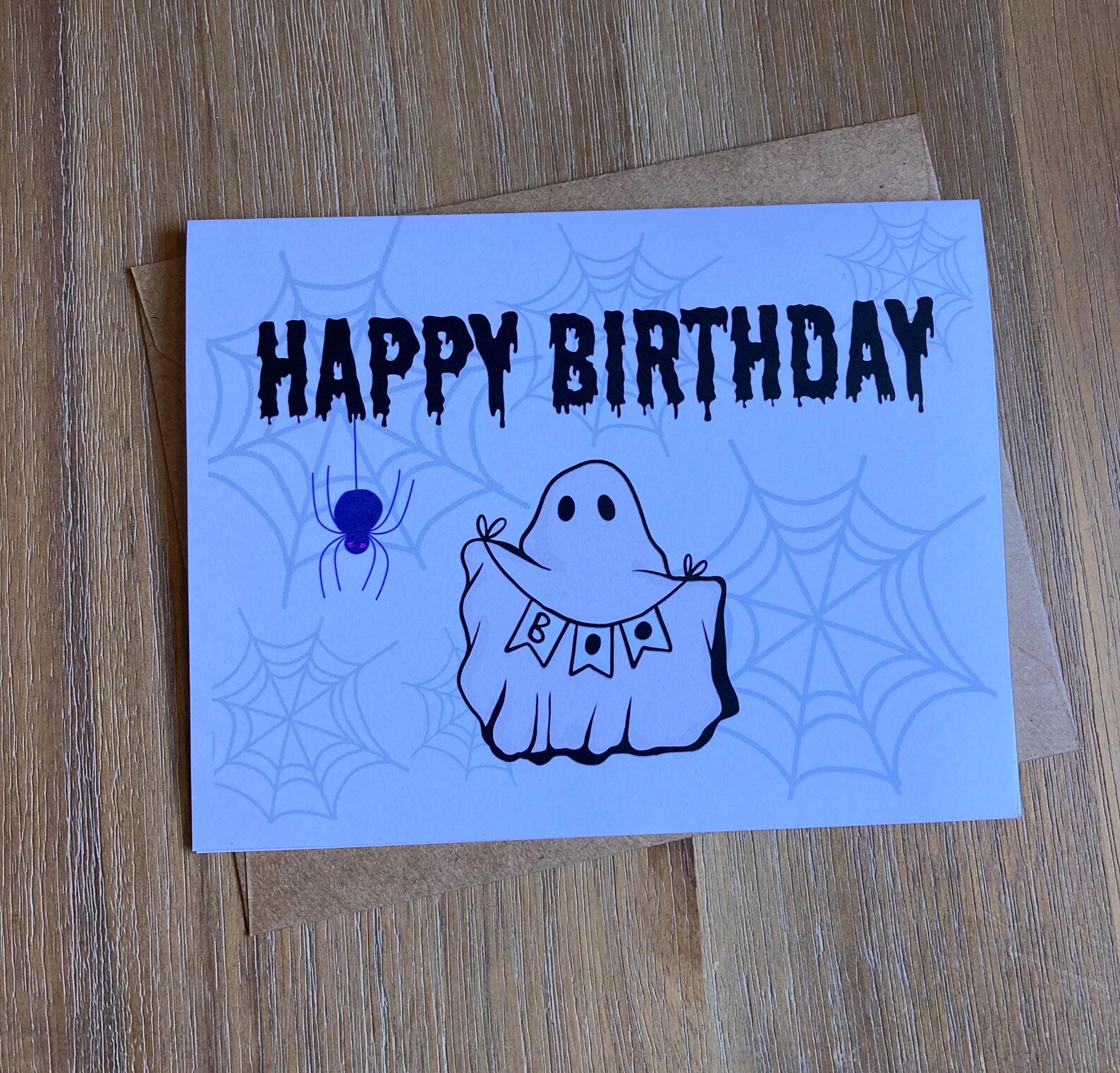 Halloween Birthday Card October Birthday Handmade Birthday Card Ghost ...