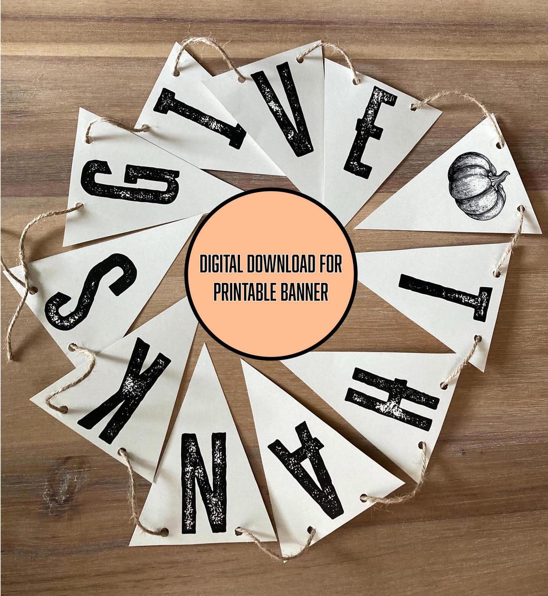 Printable Thanksgiving Banner Digital Download Give Thanks Holiday ...