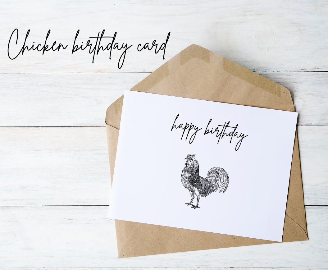 Chicken Birthday Card Happy Birthday Chicken Card Farmhouse Gift Hen ...