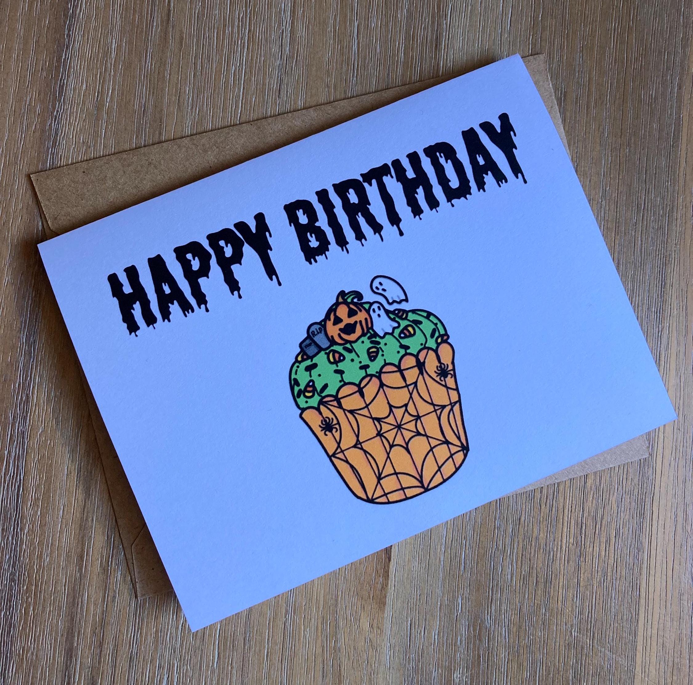 Halloween Birthday Card October Birthday Handmade Birthday Card Ghost ...