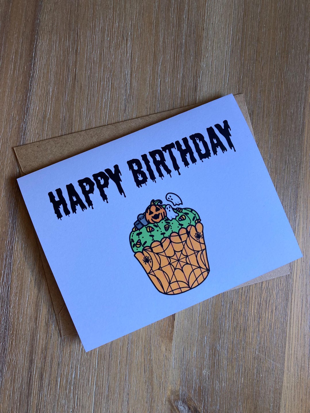 Halloween Birthday Card October Birthday Handmade Birthday Card Ghost ...