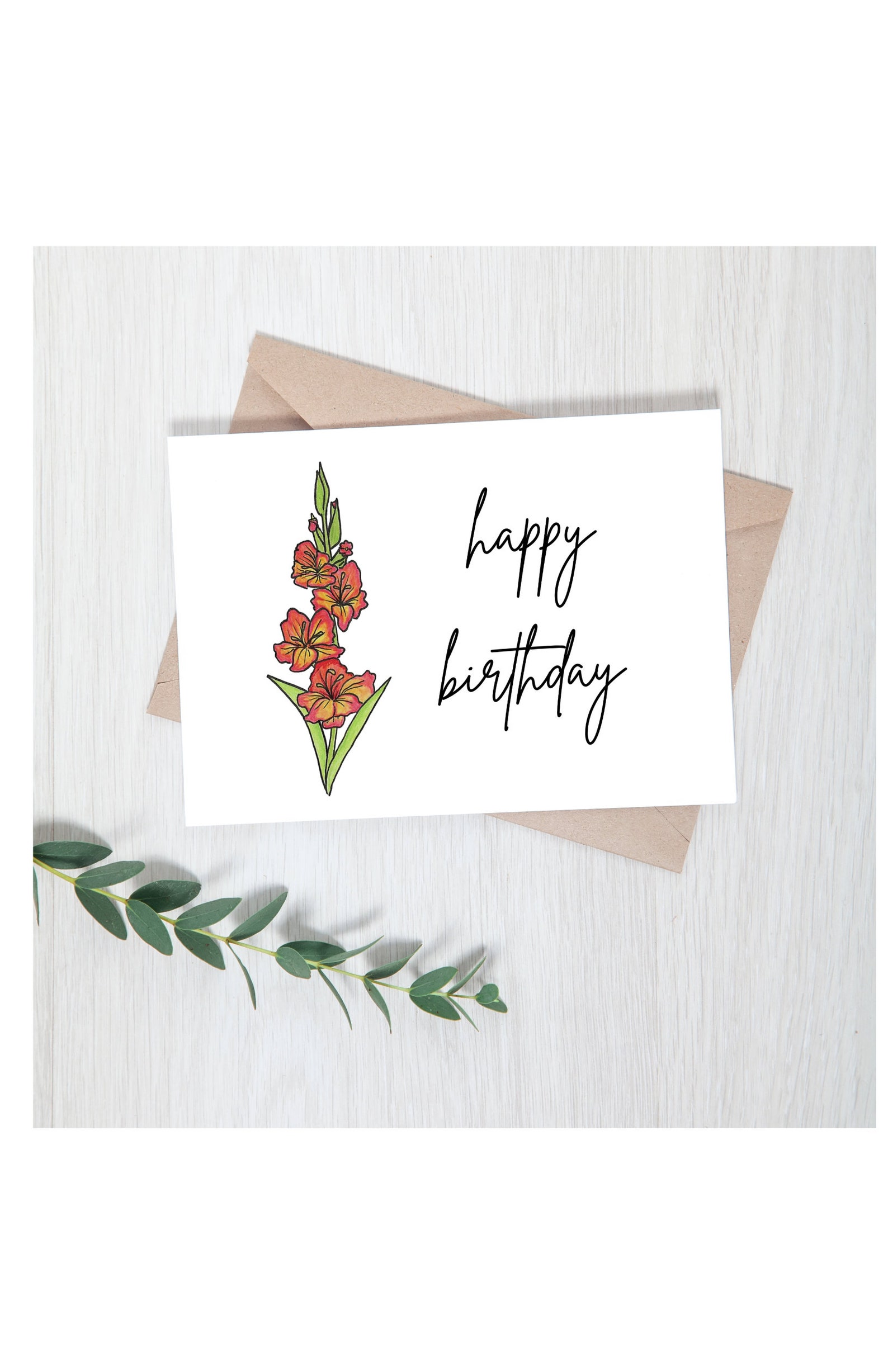 Custom August Birth Month Flower Gladiolus Card Personalized Aug Birth ...