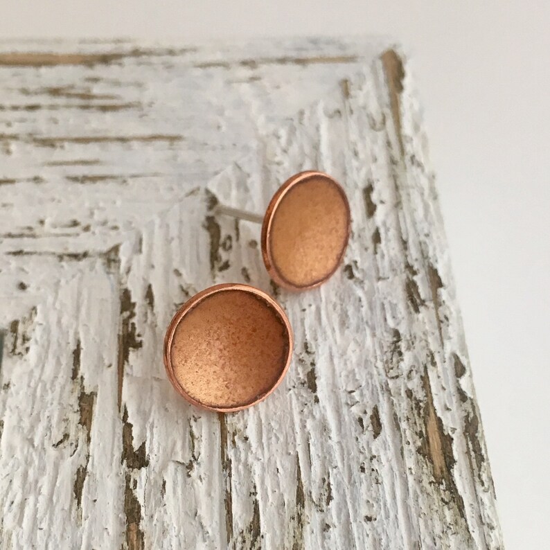 Copper Studs Enameled studs rustic jewelry handmade artisan | Etsy