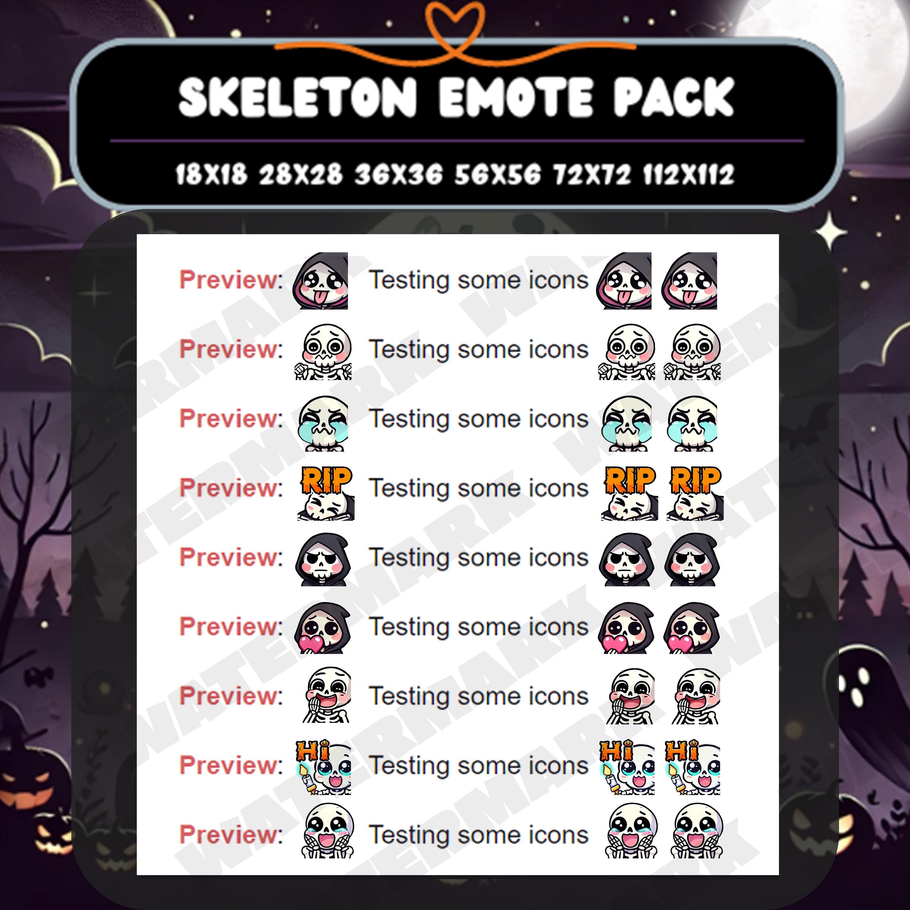 Cute Skeleton Emote Pack | Playful Twitch, Kick & Discord Emotes ...