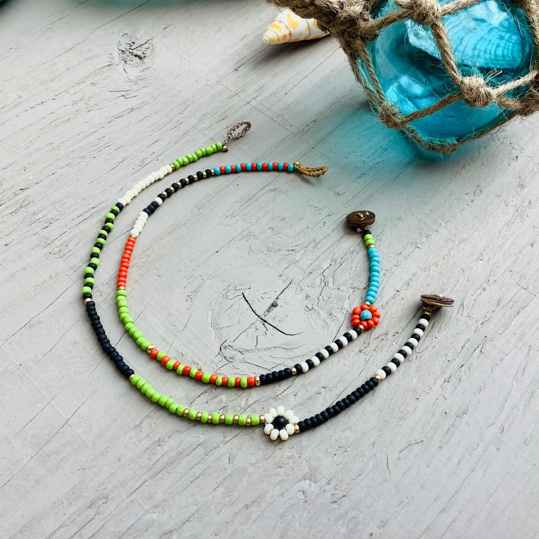 Daisy Beaded Anklet, Colorful Seed Bead Jewelry - Etsy