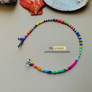 Rio Colourful Beaded Anklet , Natural Boho Metal Free Jewelry - Etsy