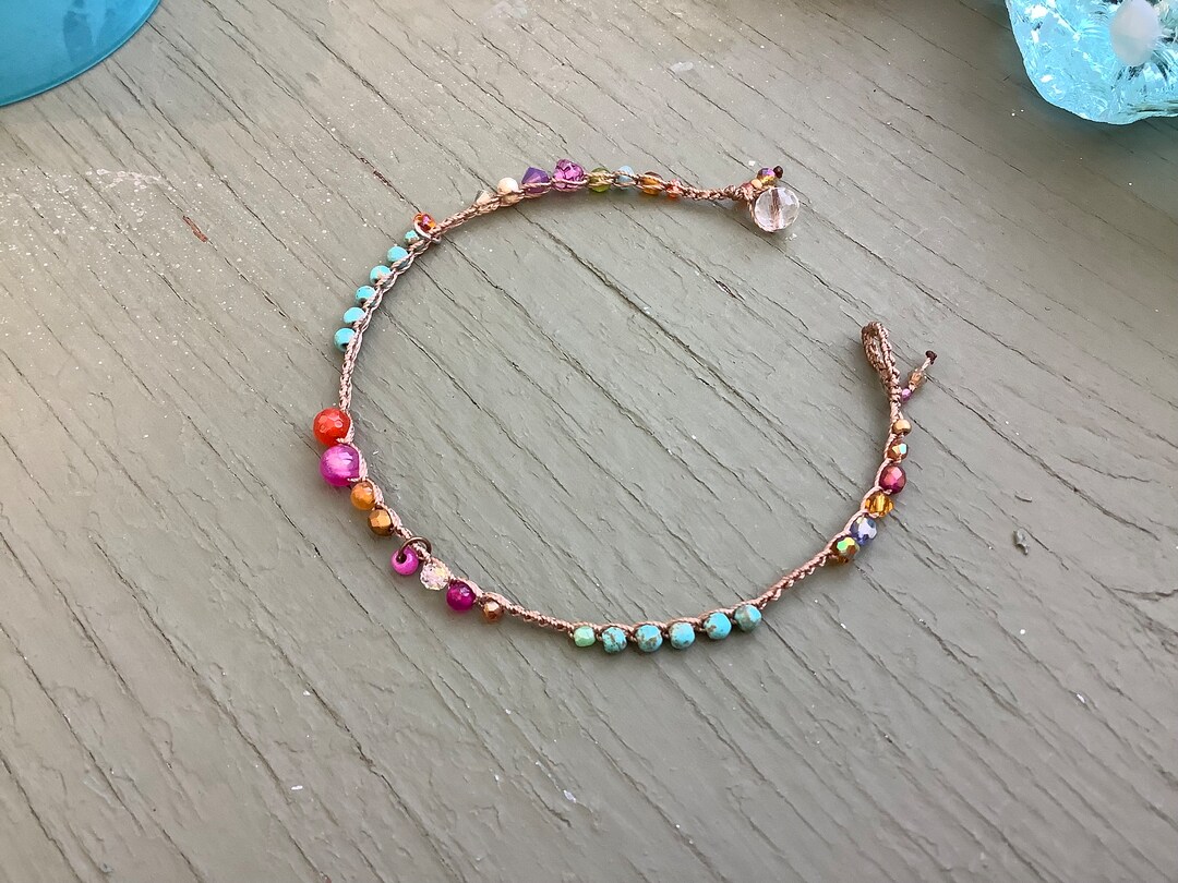 Island Girl Gemstone and Crystal Anklet Boho Natural Jewelry - Etsy