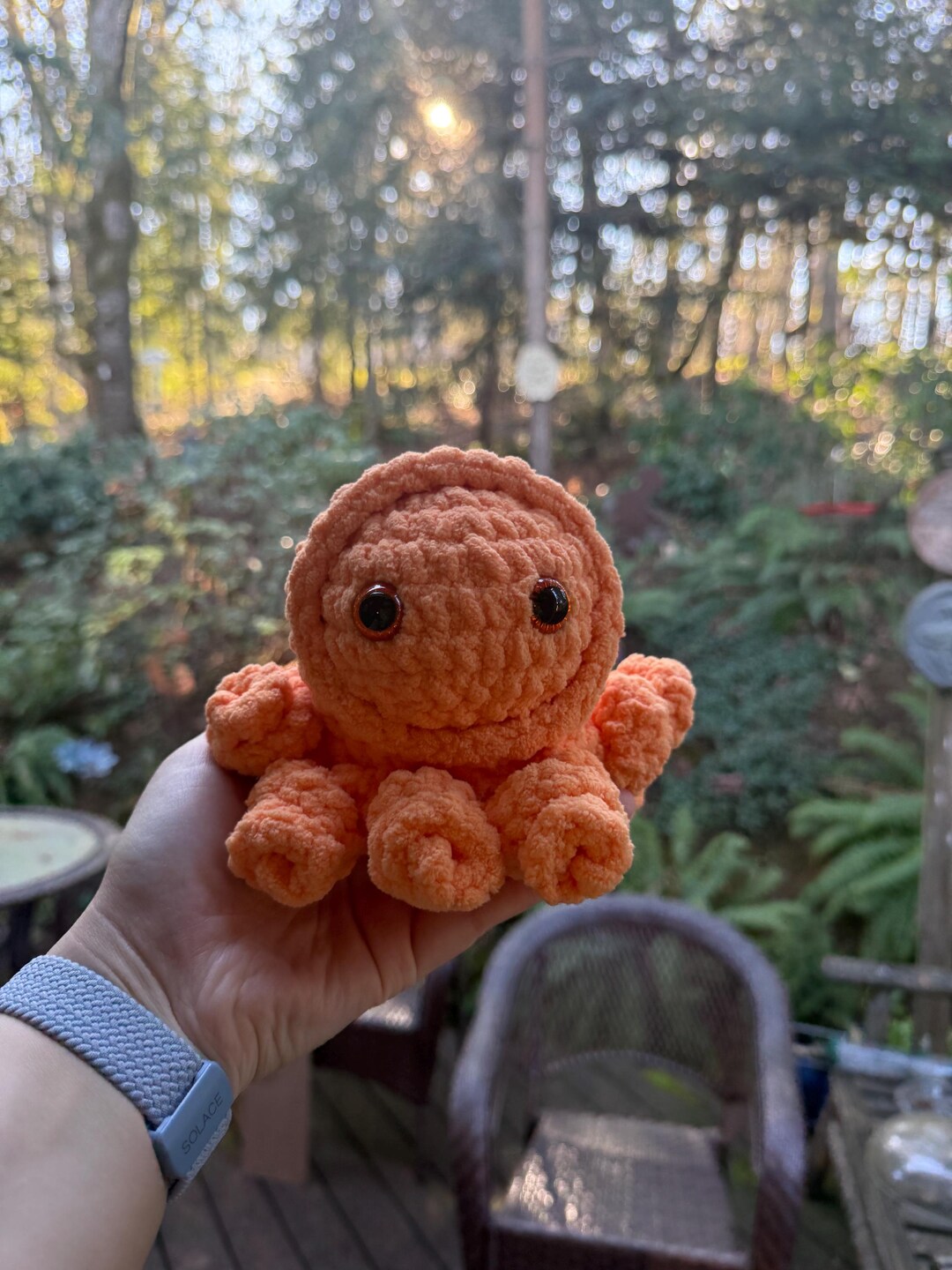 Crochet Octopus Stress Ball With Hood Stuffed Animal Amigurumi Orange ...