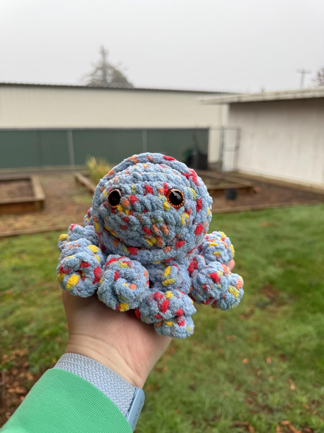 Crochet Octopus Stress Ball With Hood Stuffed Animal Amigurumi Blue ...