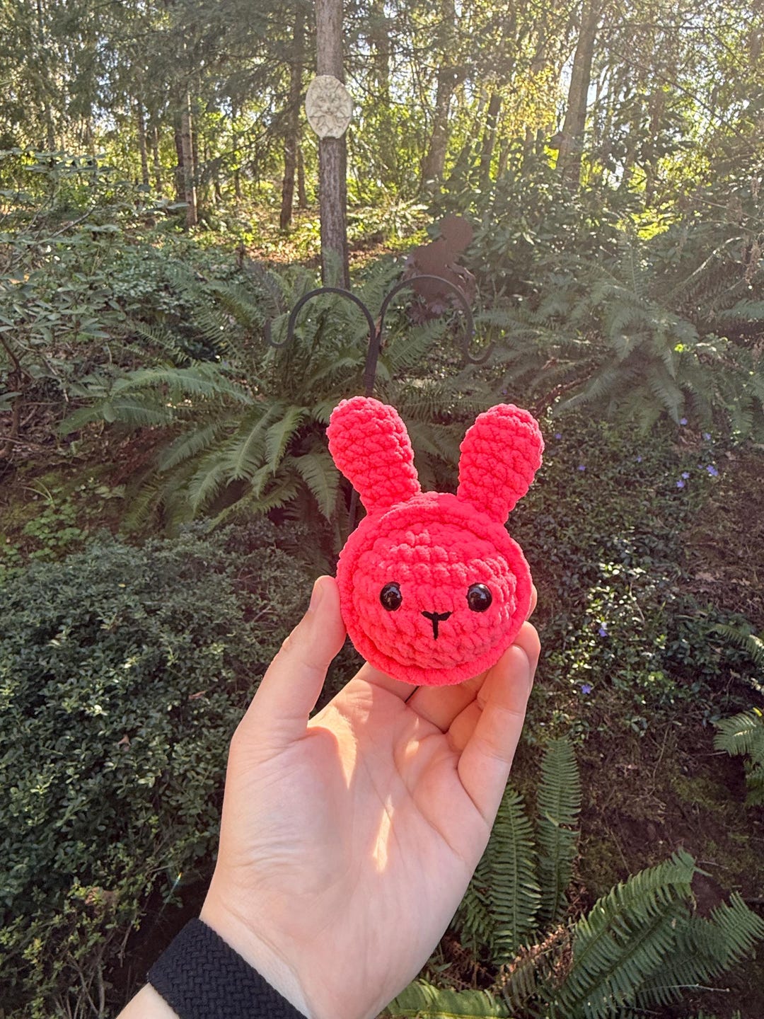 Crochet Bunny Stress Ball Stuffed Animal Amigurumi Hot Neon Pink Easter ...