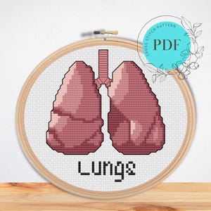 Cute Cartoon Lungs Easy Cross Stitch Pattern (instant PDF Download ...