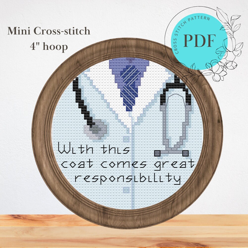 Doctor’s White Coat Mini Cross Stitch Pattern (instant PDF Download ...