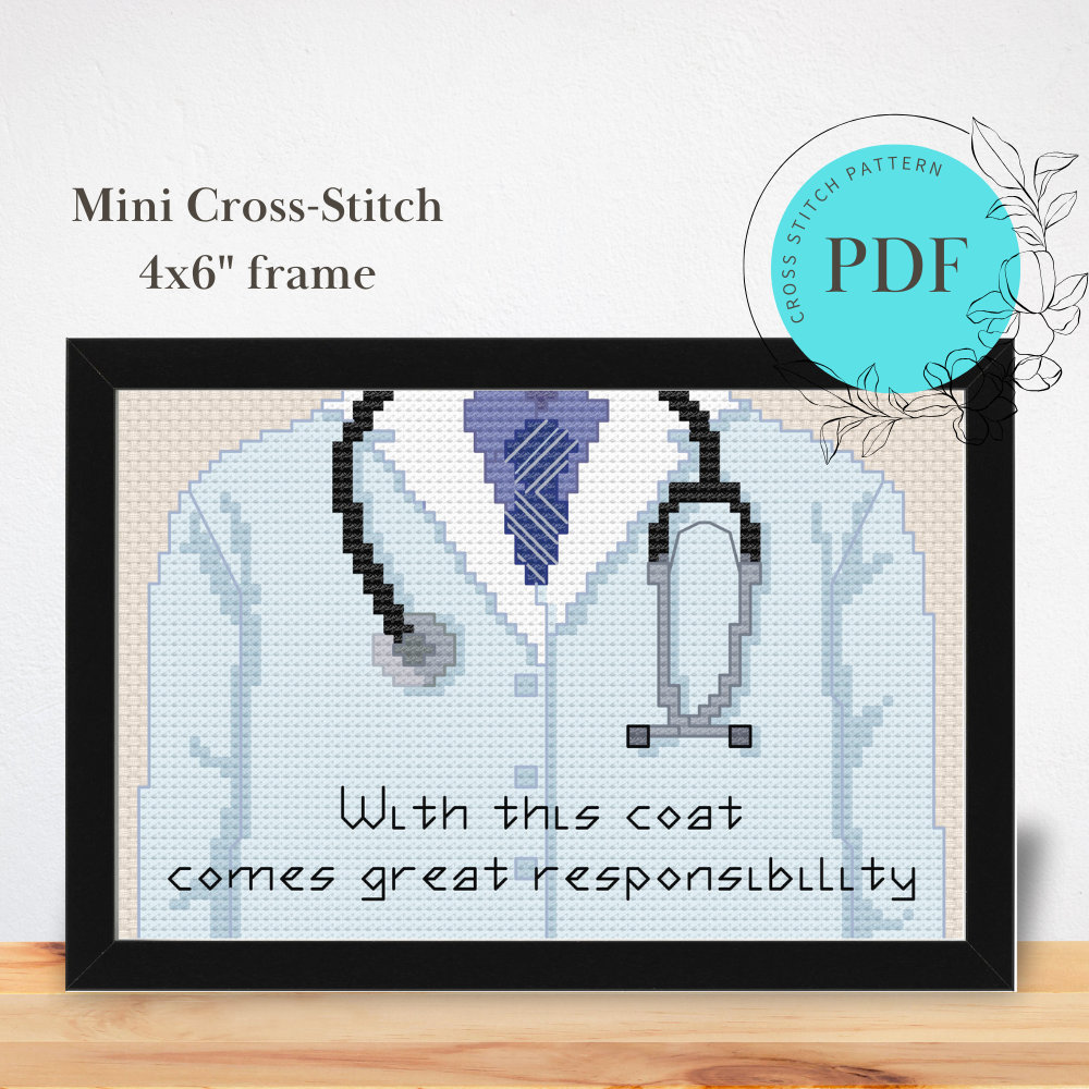 Doctor’s White Coat Mini Cross Stitch Pattern (instant PDF Download ...