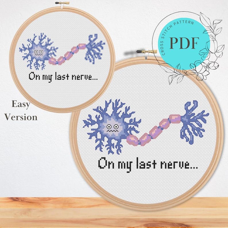 Funny Neuron Cross Stitch Pattern Bundle (instant PDF Download), “on My ...