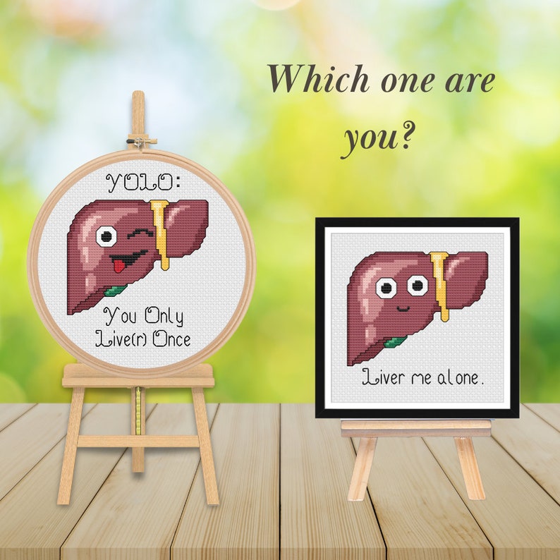 Funny Liver Cross Stitch Patterns “liver Me Alone” and “YOLO” (instant ...