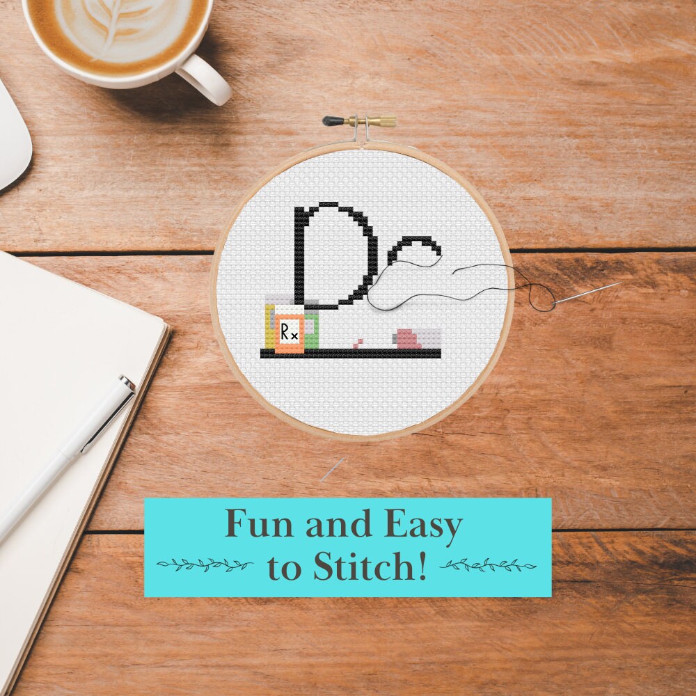 Doctor Cross Stitch Pattern With Medical Tools (instant PDF Download ...