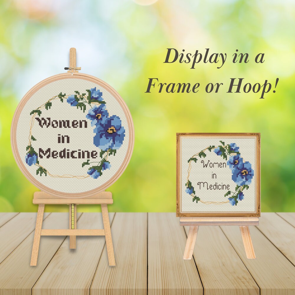 Women in Medicine Floral Cross Stitch Pattern (instant PDF Download ...