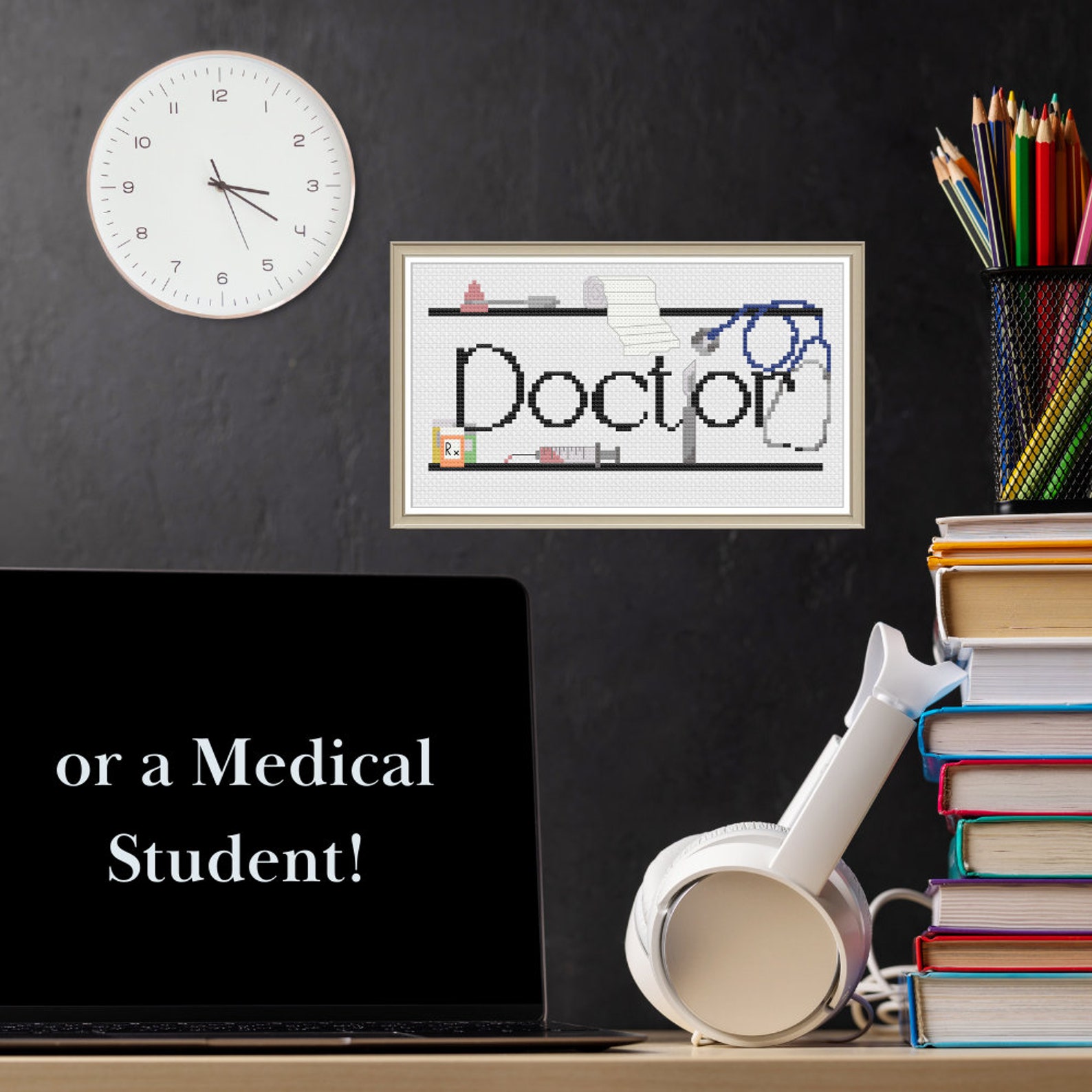 Doctor Cross Stitch Pattern With Medical Tools (instant PDF Download ...