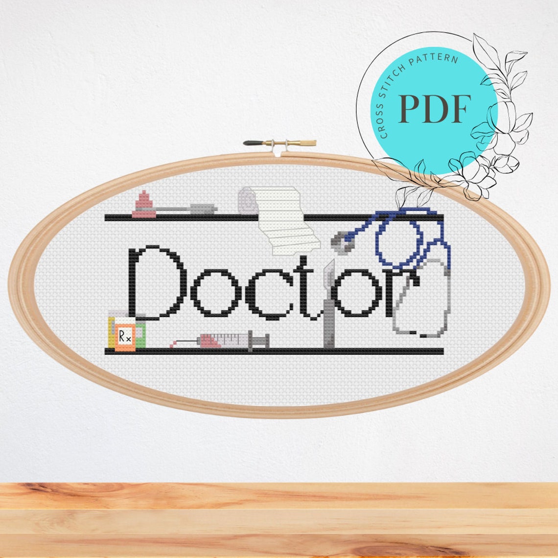 Doctor Cross Stitch Pattern With Medical Tools (instant PDF Download ...