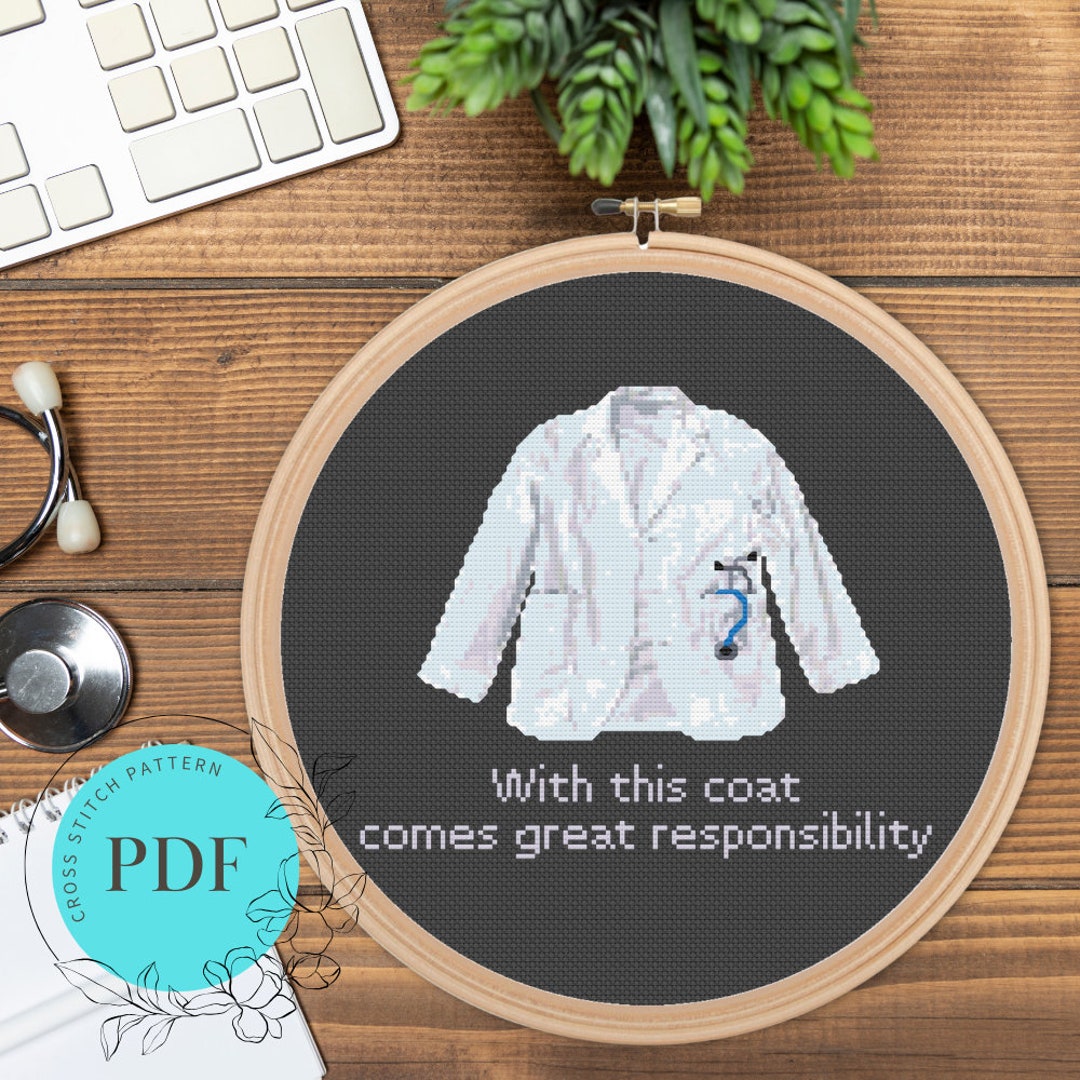 Doctor’s White Coat With Stethoscope Cross Stitch Pattern (instant PDF ...