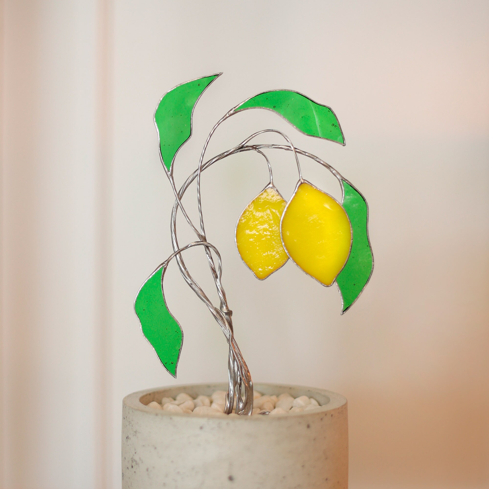 3D Suncatcher Lemon Tree Stained Glass Flower Botanical Art Colorful ...