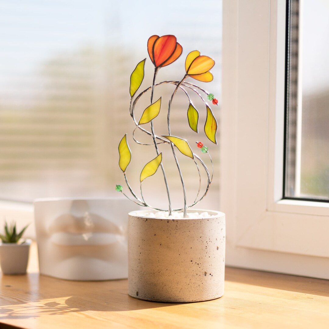 3D Suncatcher Money Tree Stained Glass Dollar Decorative Flower ...