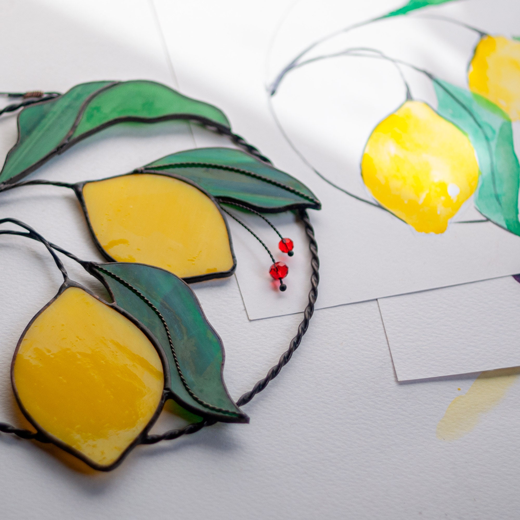 Stained Glass Lemon Suncatcher Lemon Branch Home Decor Mother's Day ...
