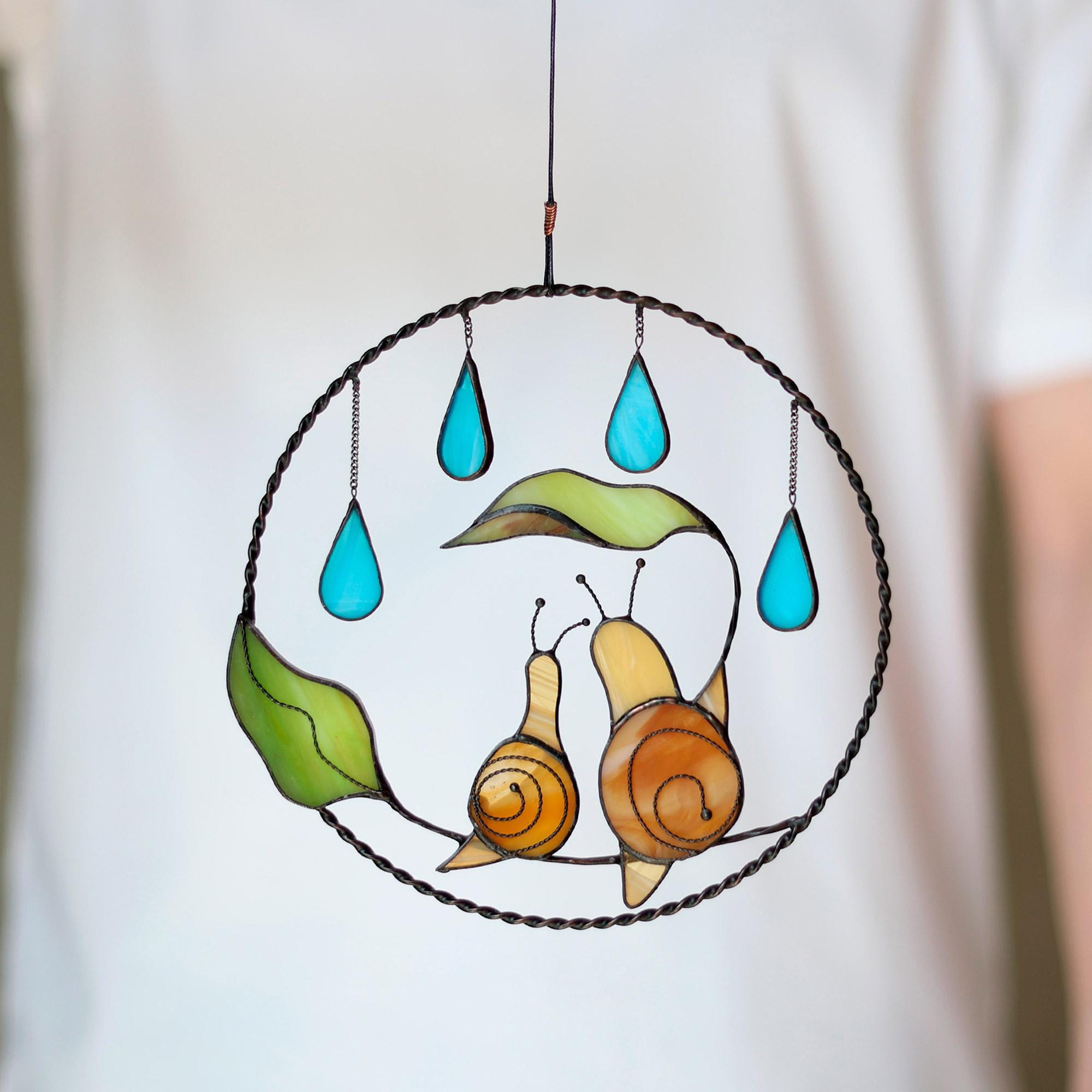 Snail Botanical Stained Glass Art, Valentines Gift for Husbant, 1st ...