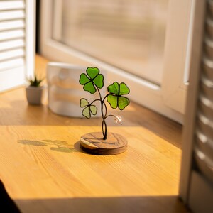 Four Leaf Clover Stained Glass, Good Luck Charm Coworker Gift, Glass ...