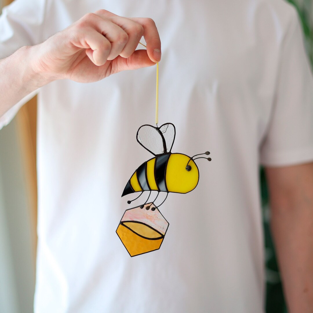Bee Stained Glass Suncatchers, Glass Bumble Bee House Warming Gift, Bee ...