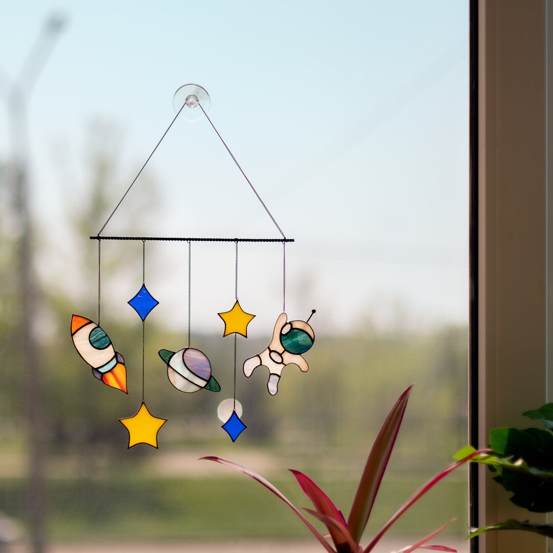 Galaxy Stained Glass Stars Suncatcher, Light Catcher, Custom Space ...