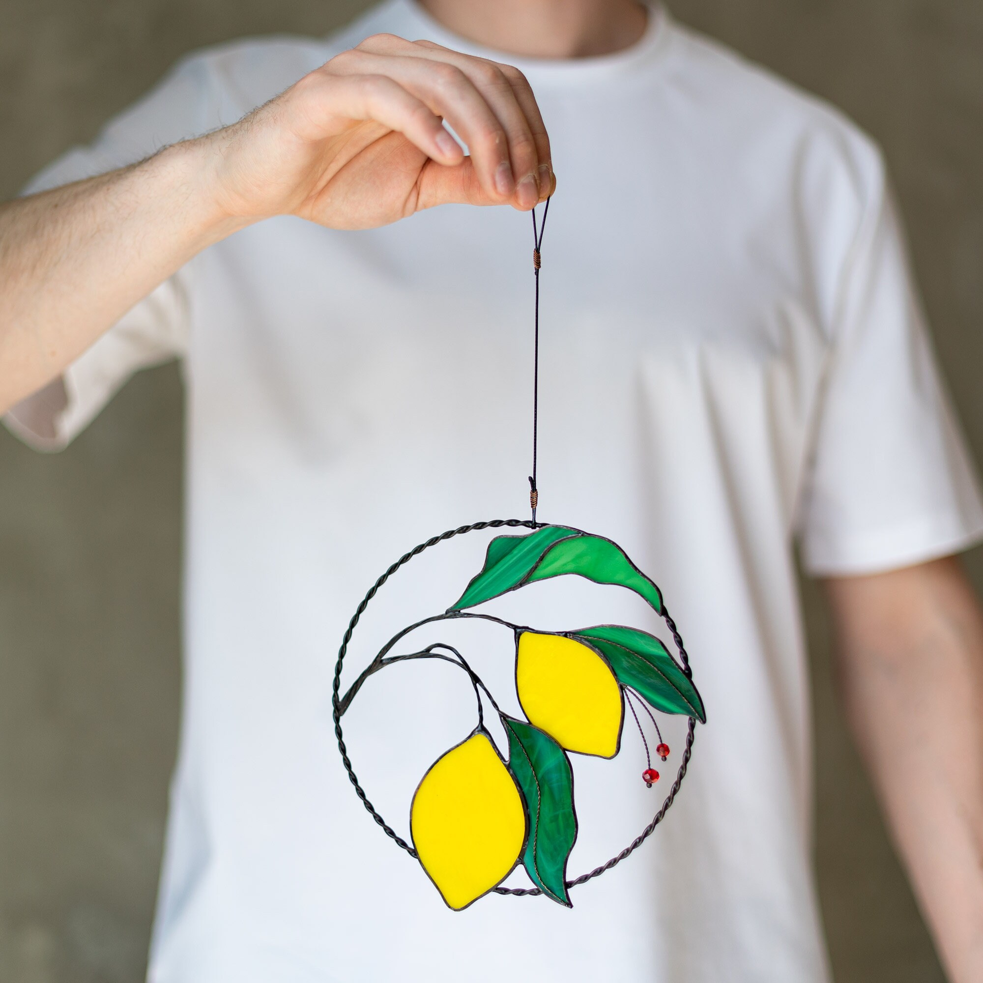 Stained Glass Lemon Suncatcher Lemon Branch Home Decor Mother's Day ...
