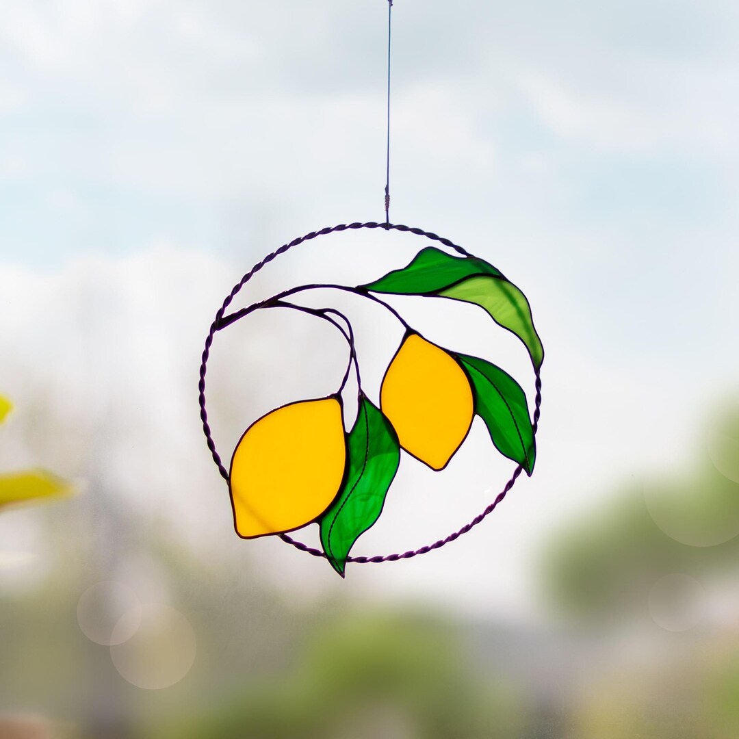 Stained Glass Fruit Botanical Art, Lemon Tree Light Catcher, Sicilian ...