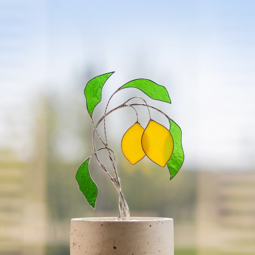Custom Lemon Stained Glass Suncatcher, Fruit Window Art, Lemon Décor ...