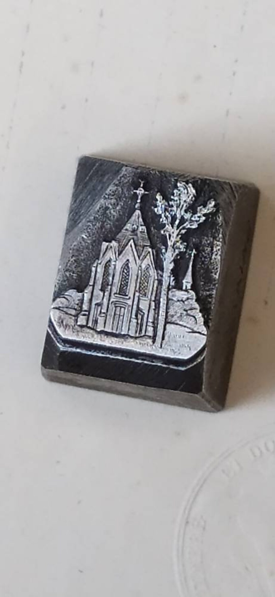 Matrix of Medal Representing a Chapel and a Tree Chapel Punch - Etsy