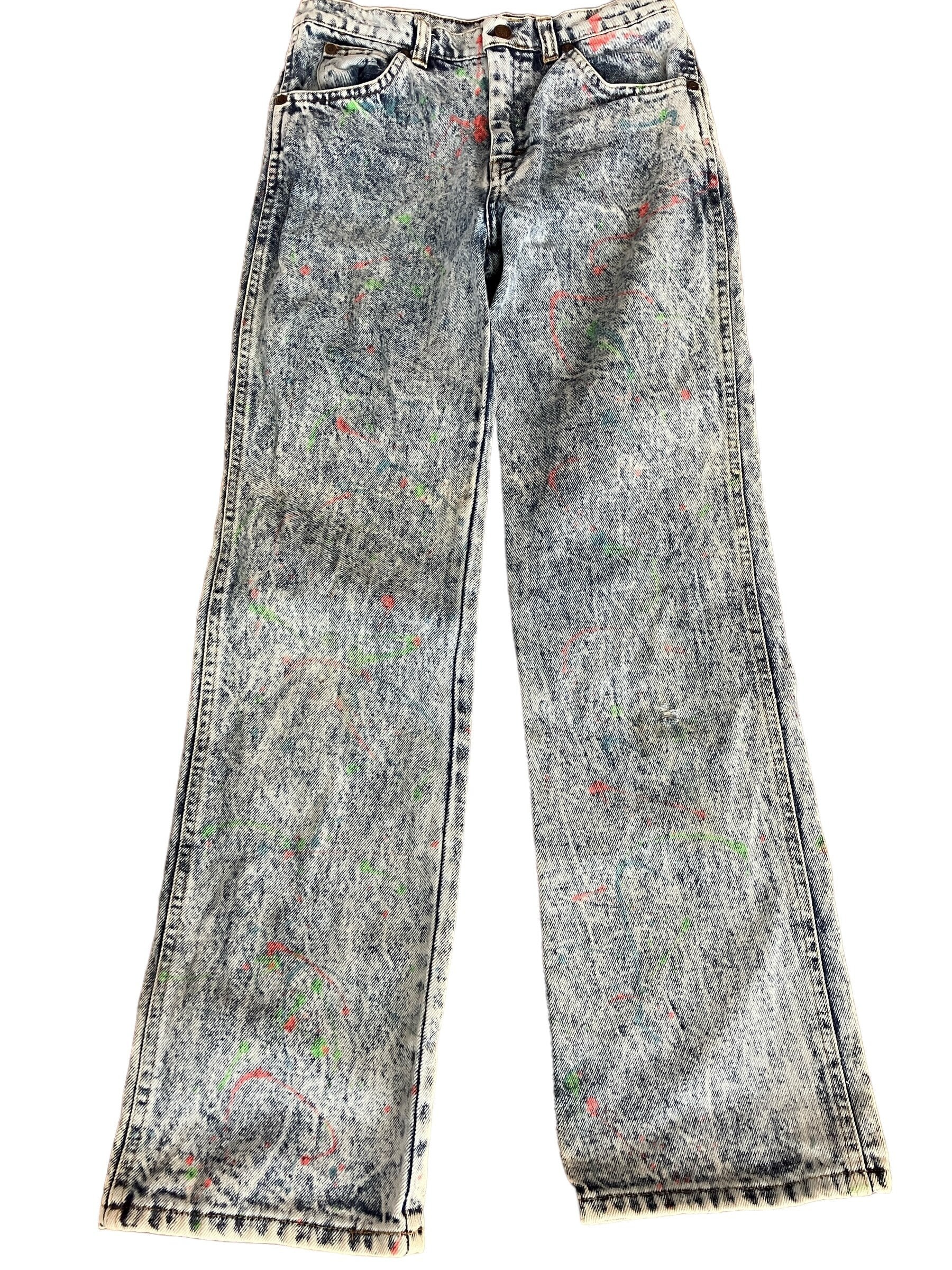 Vintage Junior 80s 90s Splatter Paint Acid Wash Jeans VTG 16 Reg 26 X ...