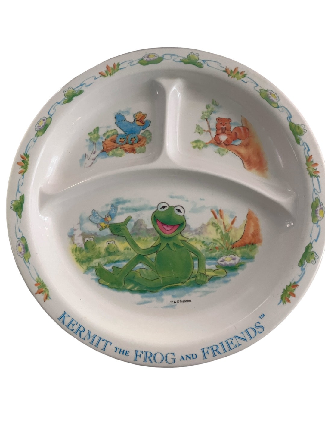 Vintage 90s Eden Kermit the Frog and Friends Divided Toddler Plate Dish ...