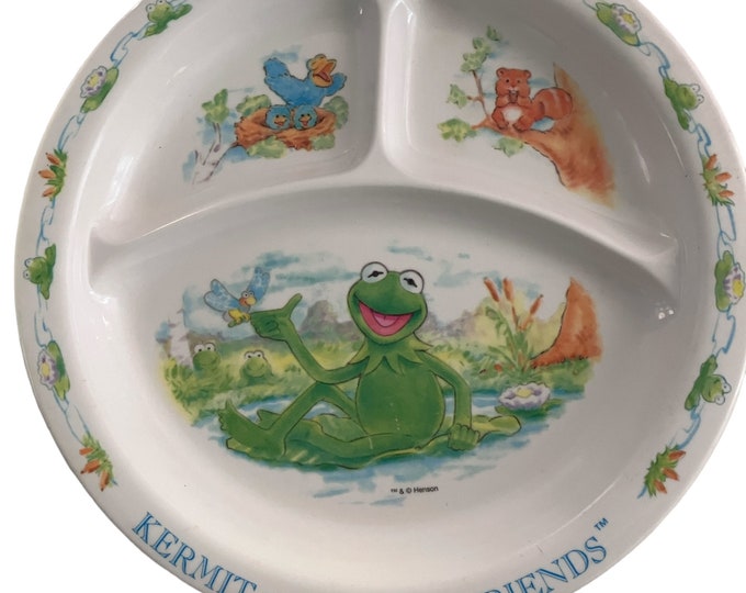 Vintage 90s Eden Kermit the Frog and Friends Divided Toddler Plate Dish ...