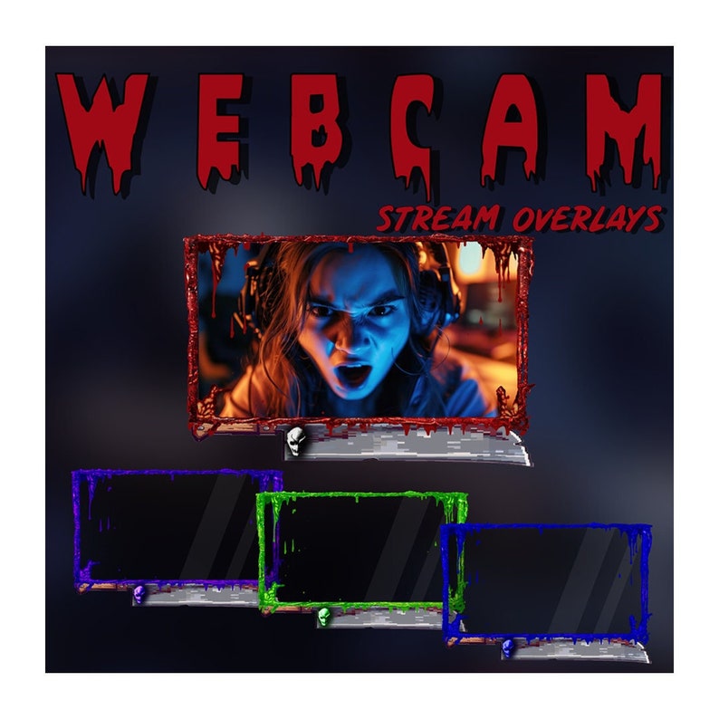 Blood Splatter Dripping Webcam Frame Pack | Animated Twitch Overlay ...